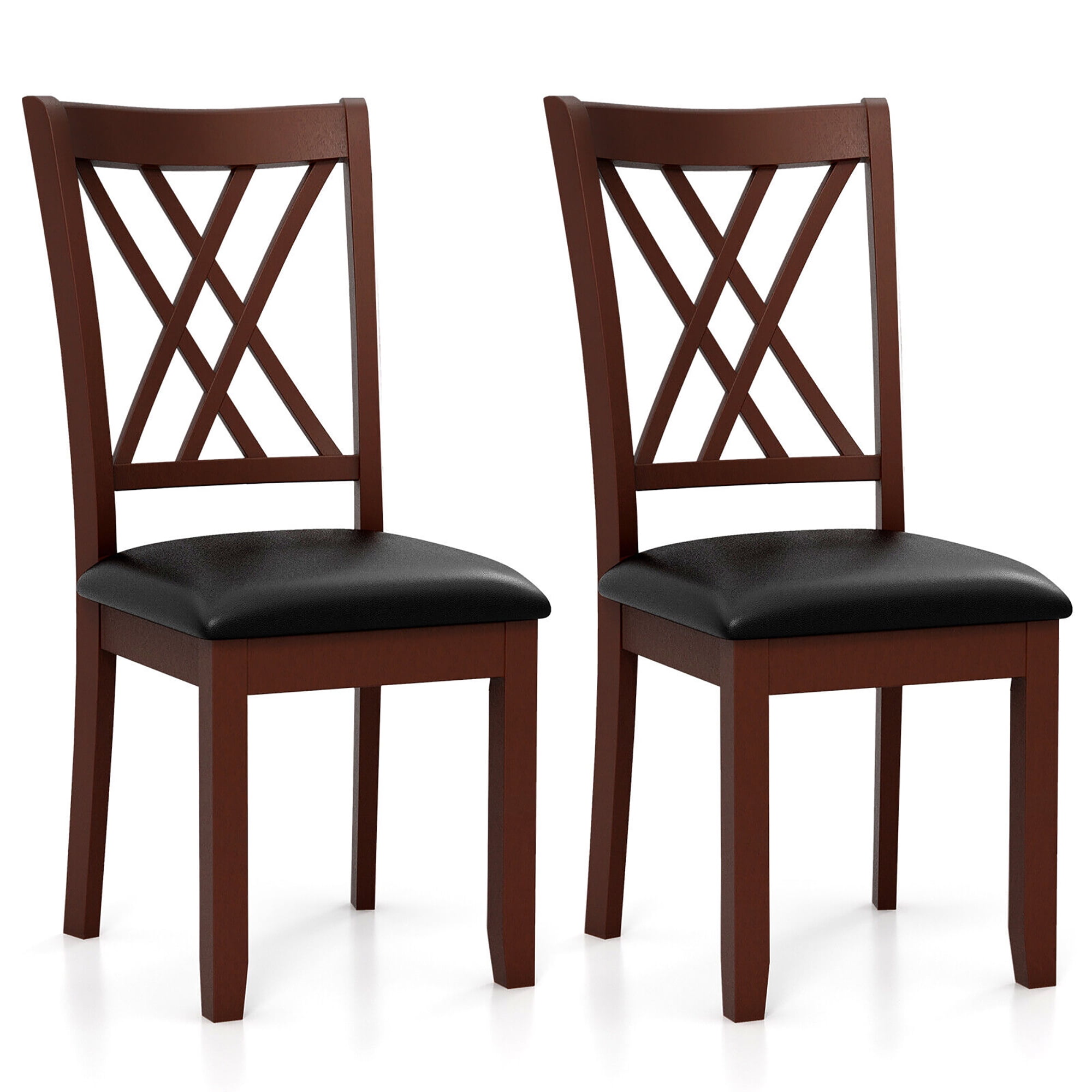 Gymax Set of 2 Dining Chair Kitchen Chair with Backrest Padded Seat ...