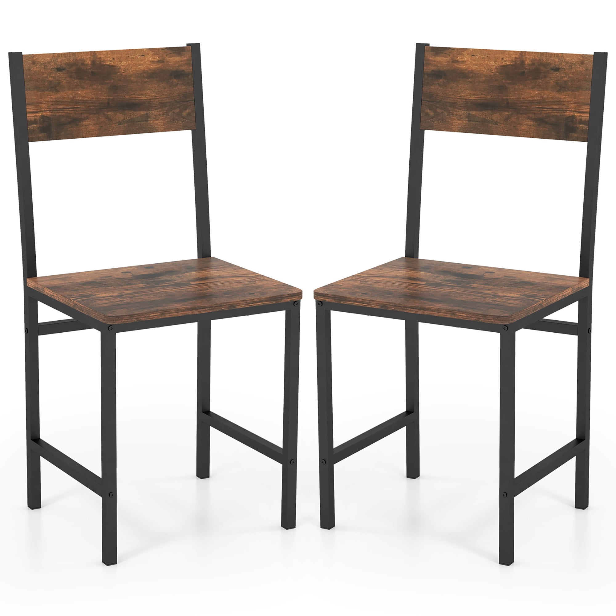 Gymax Set of 2 Dining Chairs w/Metal Legs Slanted Back Wide Seat for ...