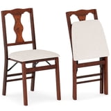 Gymax Set of 2 Folding Dining Chairs w/Rubber Wood Frame Soft Padded ...