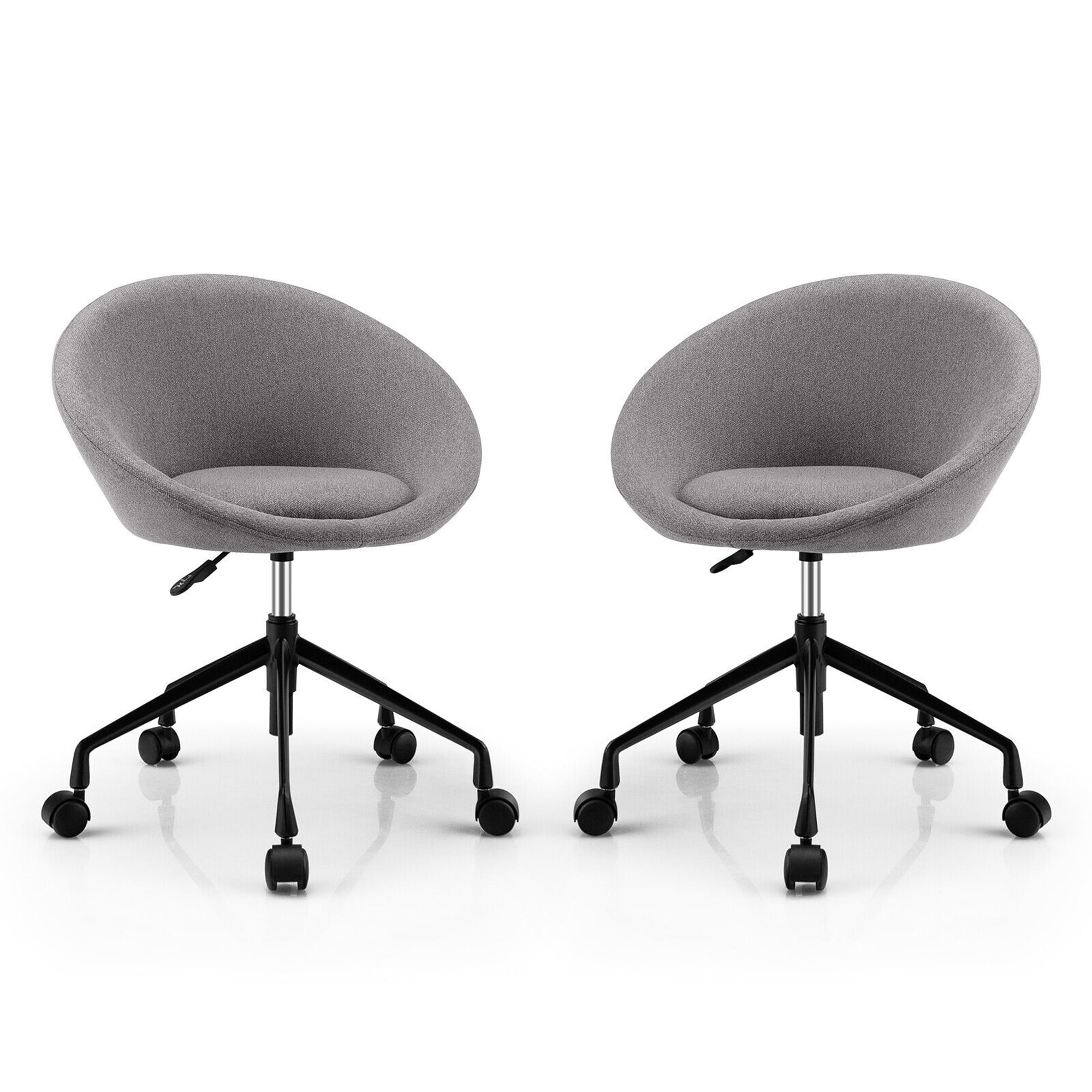 Gymax Set of 2 Swivel Home Office Chair Adjustable Accent Chair w ...
