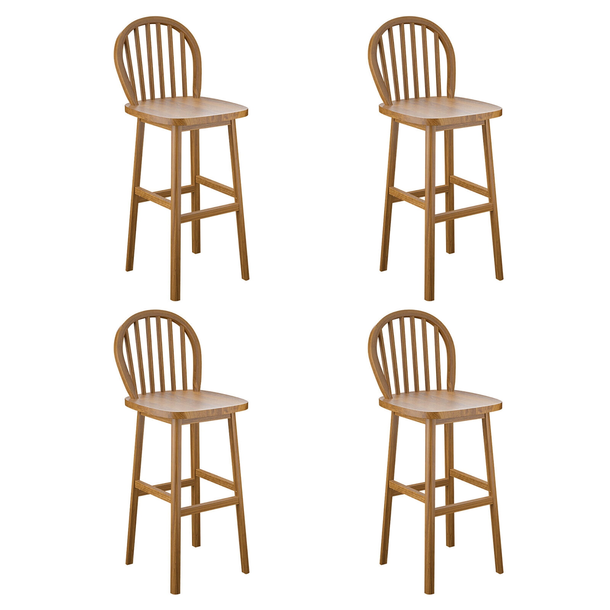 Gymax Set of 4 Dining Counter High Bar Stools, Tall Spindle-Back ...