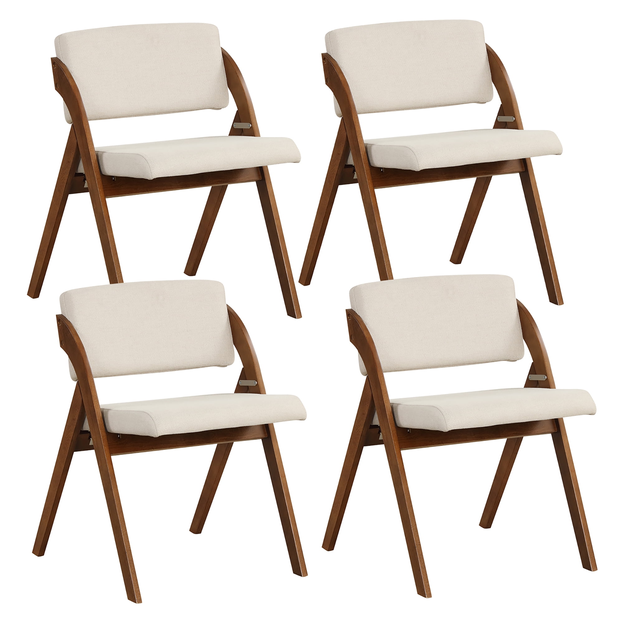 Gymax Set of 4 Dining Chairs Folding Kitchen Chair w/ Rubber Wood Legs ...