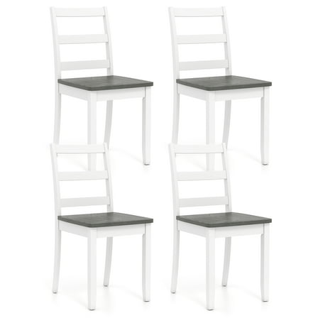 Gymax Wooden Dining Chair Set of 4 Kitchen Side Chairs w/ Rubber Wood ...