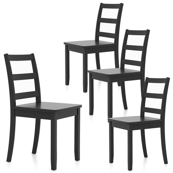 Gymax Set of 4 Kitchen Furniture Dining Chairs Ladder Back Side Chair w ...