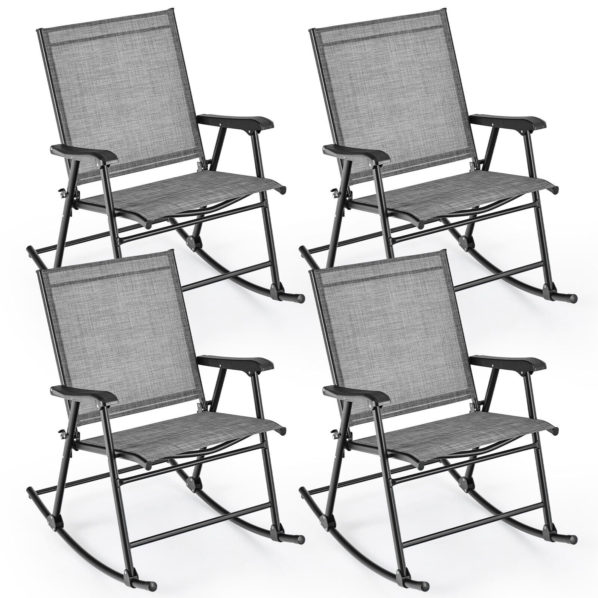 Gymax 4-Piece Patio Rocking Chair Set, Outdoor Foldable Rocker with ...