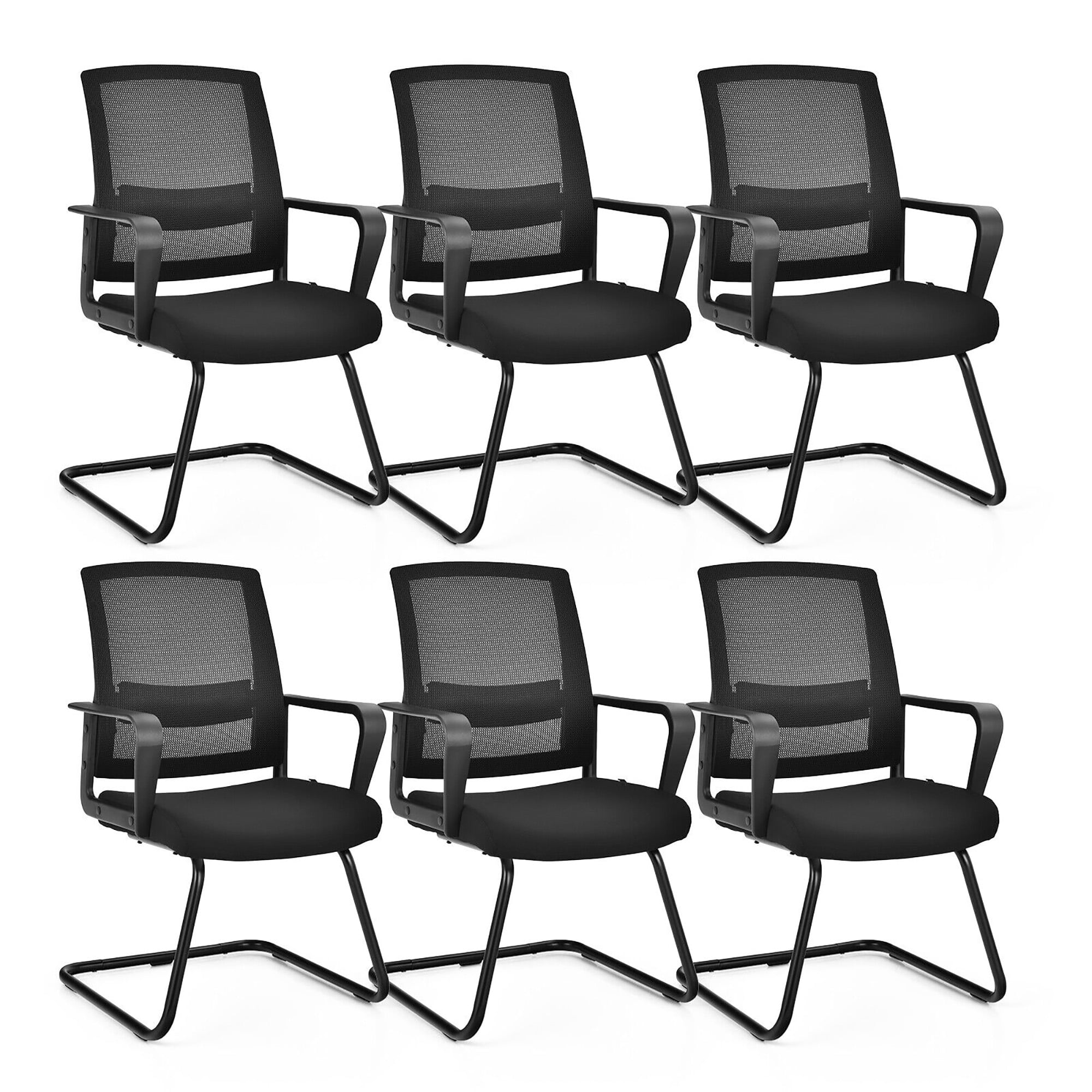 Gymax Ergonomic Set of 6 Conference Chairs, Mesh Office Guest Chairs ...