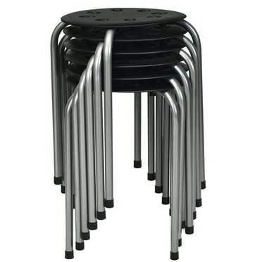 Costway 6Pcs Stackable Black Metal Stools with Round Top, Daisy ...