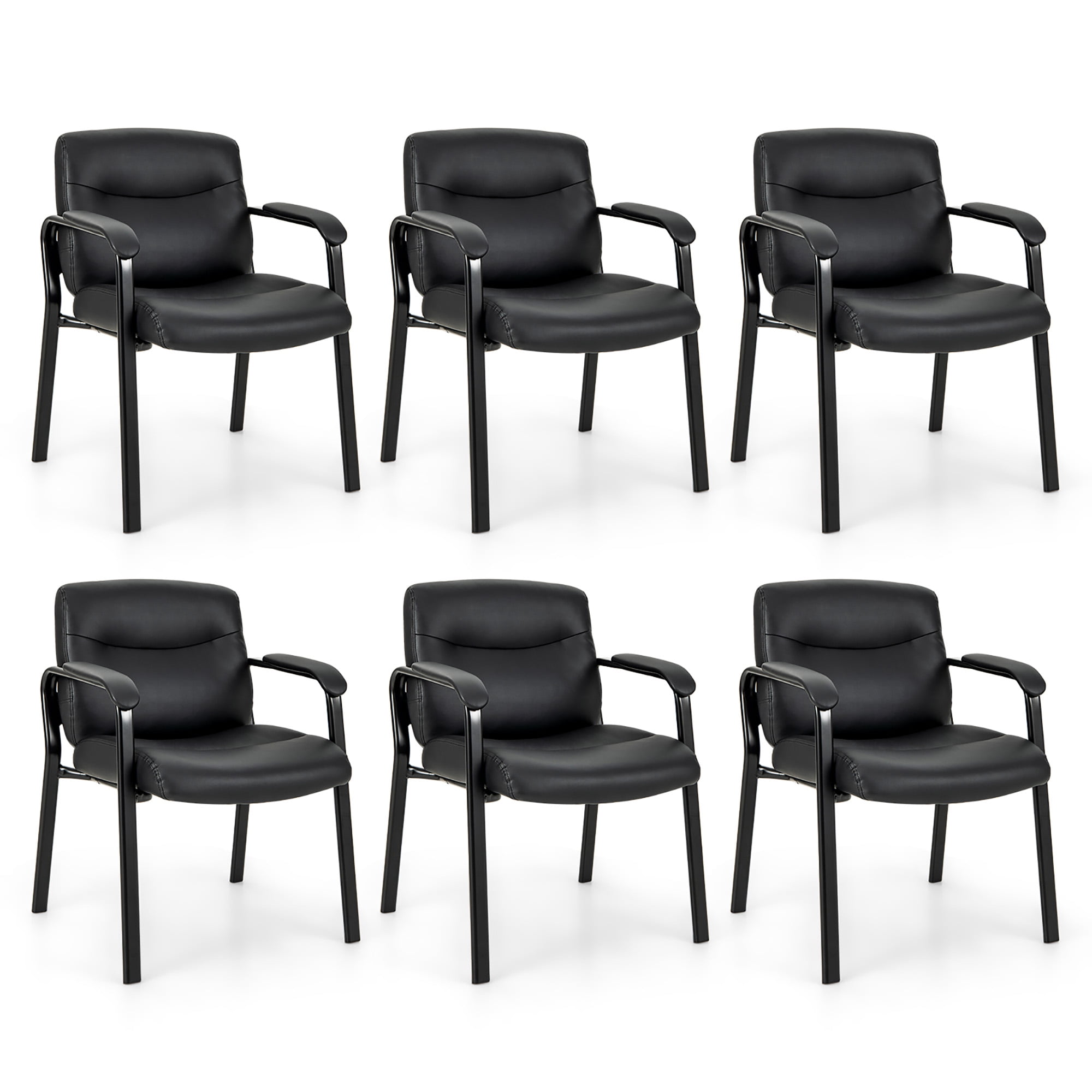 Gymax Set of 6 Waiting Room Chair No Wheels w/ Padded Armrests Guest ...
