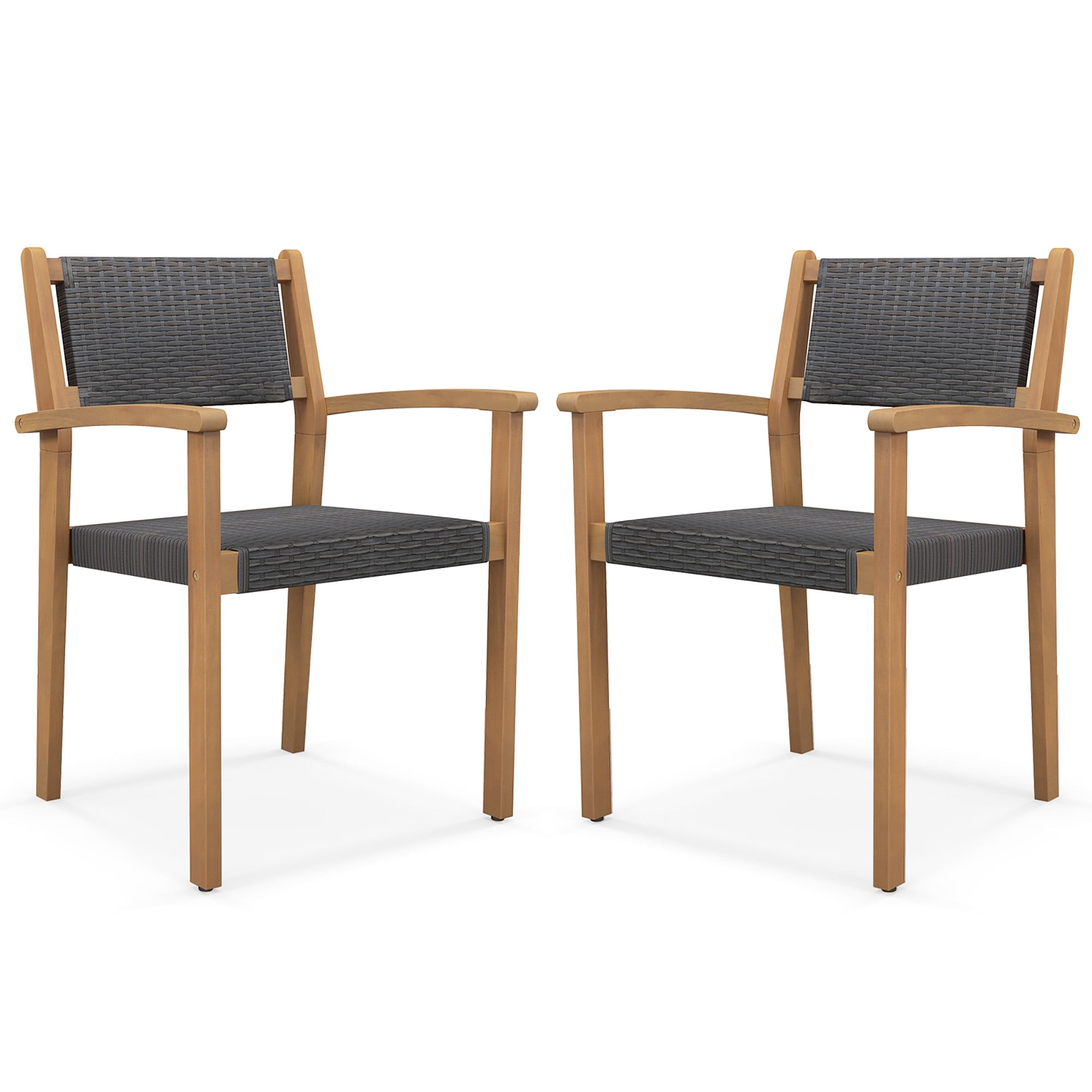 Gymax Stackable Dining Chair Set of 2 w/ Breathable Backrest Adjustable ...