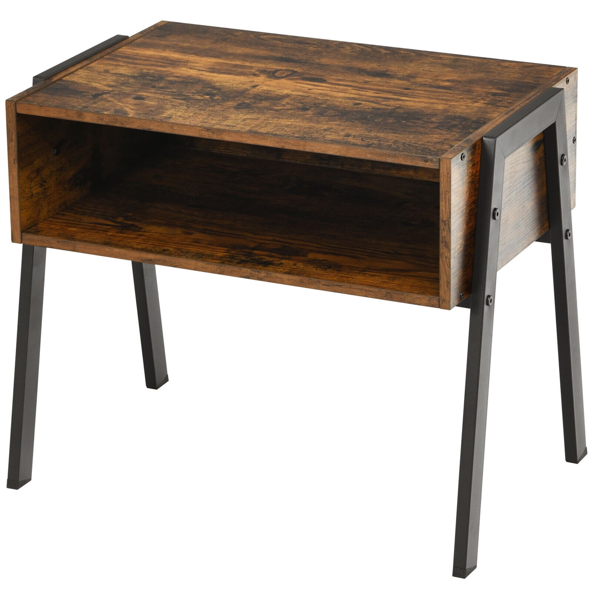 Gymax Stackable End Table, Brown/Black - Walmart.com