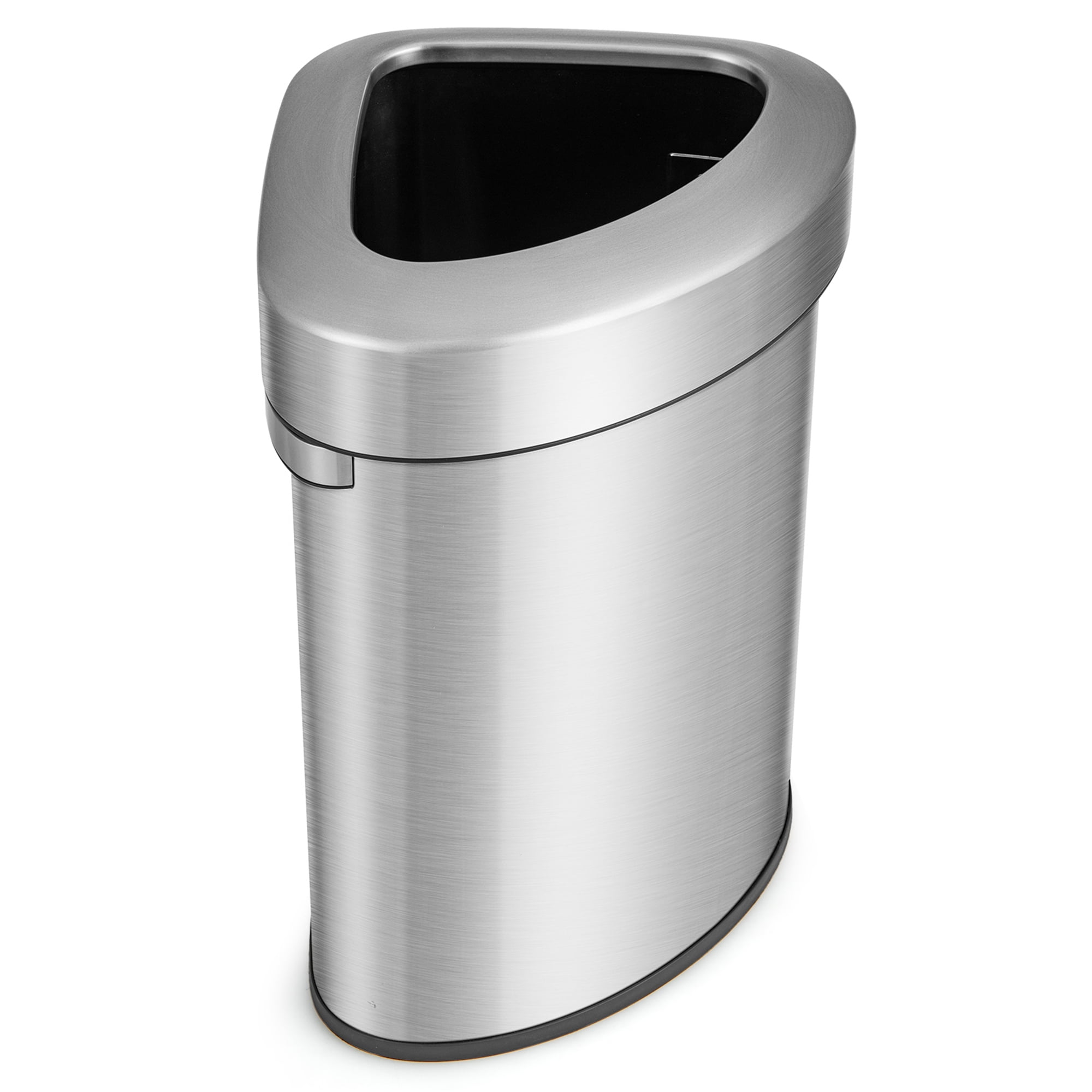 Gymax Stainless Steel Corner Trash Bin w/ Lid Large Open Top Anti-slip ...