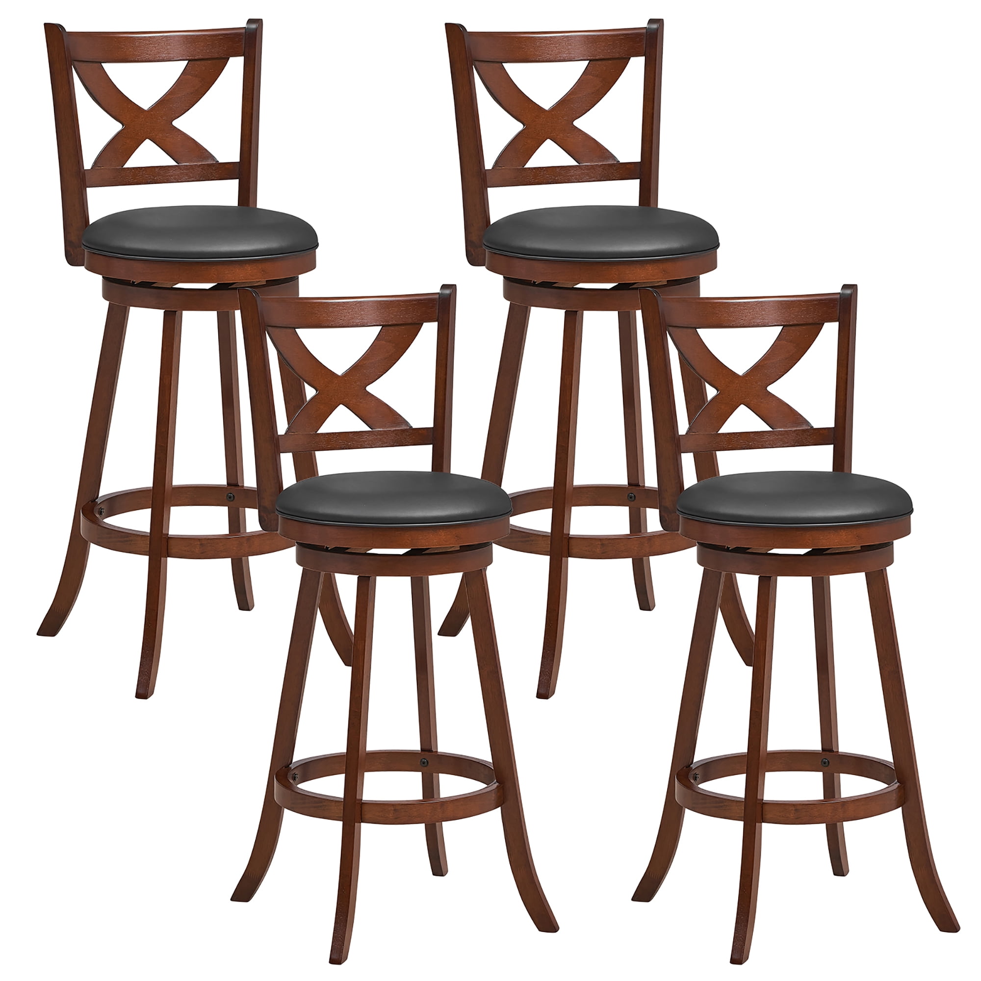 Gymax Set of 4 Swivel Bar Stools 30 Inch Height, High Backrest ...