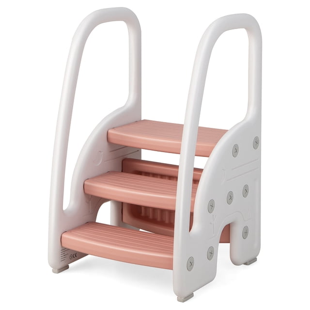 Gymax Toddler's 3-Step Learning Tower Stool, Kitchen Stand Helper, Pink ...