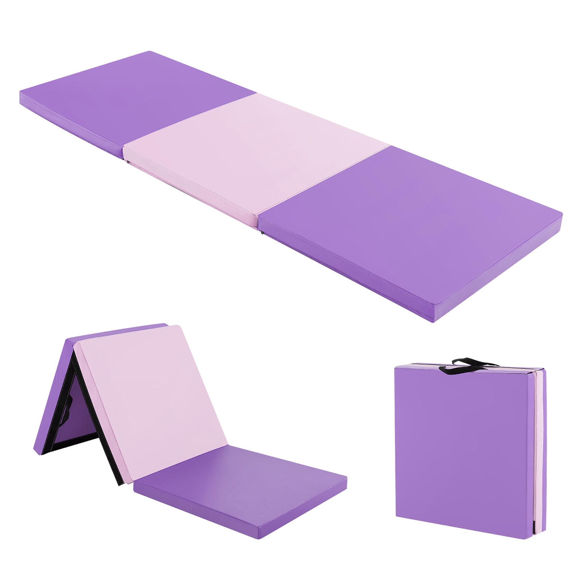 Gymax Tri-Fold Folding Exercise Mat 6 ft x 2 ft Portable Gymnastics ...