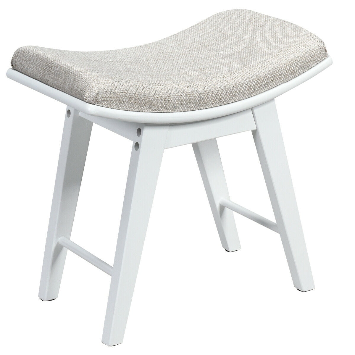 Gymax Small Cute Vanity Stool - Modern Dressing Makeup Chair w/Concave ...