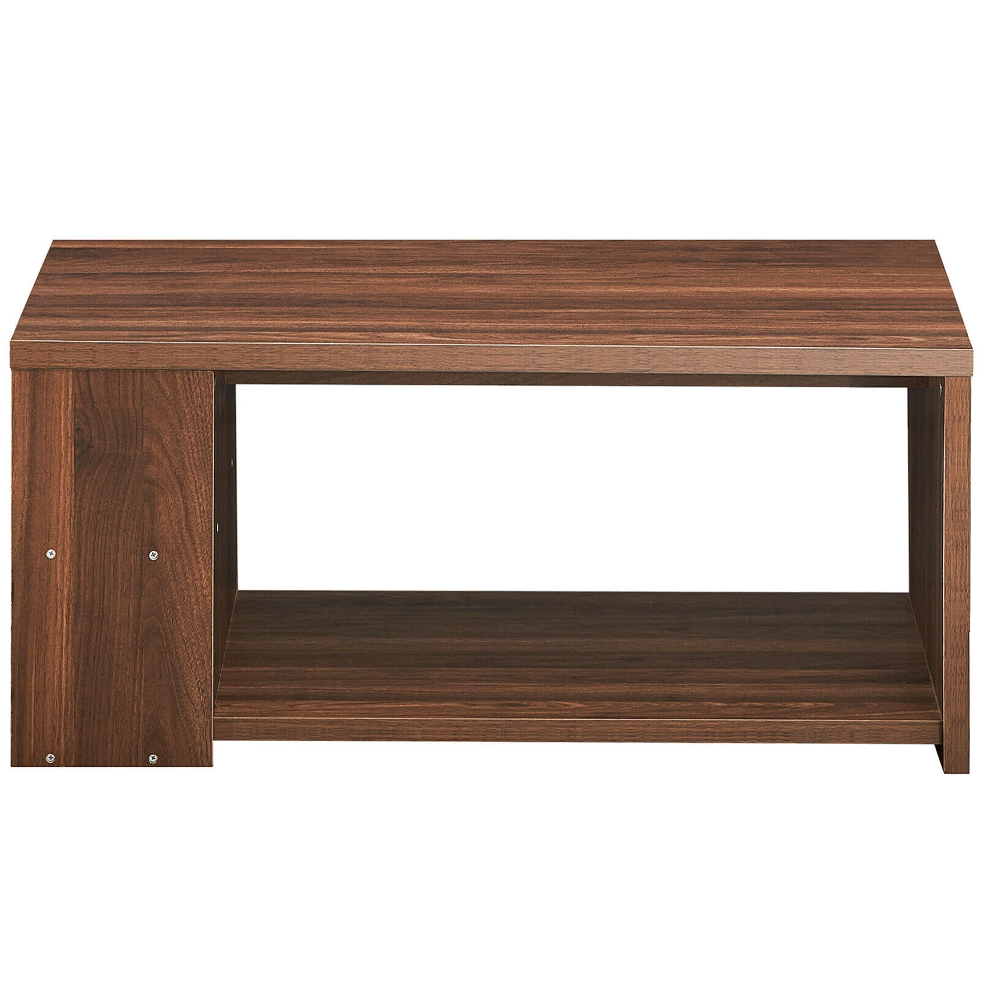 Gymax Wood 2 Shelf Coffee Table, Walnut - Walmart.com