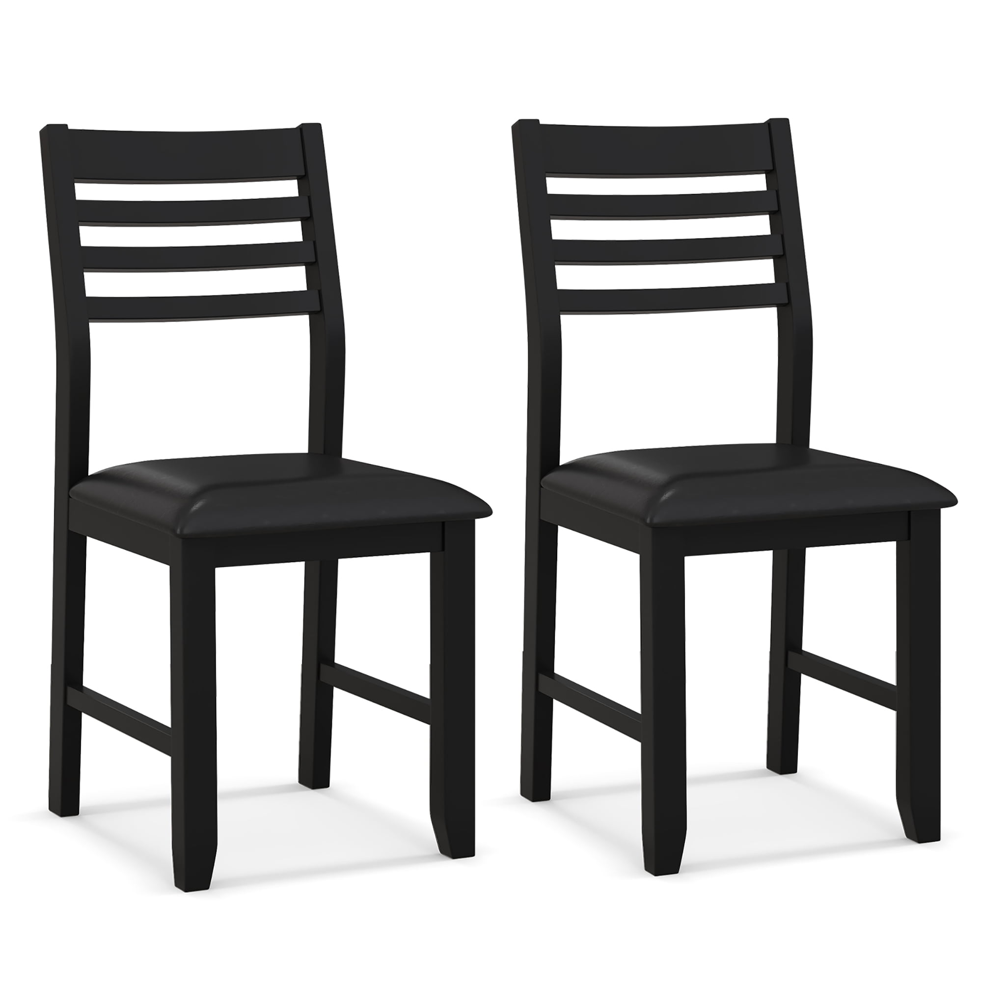 Gymax Wooden Dining Chair Set of 2 Kitchen Side Chairs w/ Rubber Wood ...