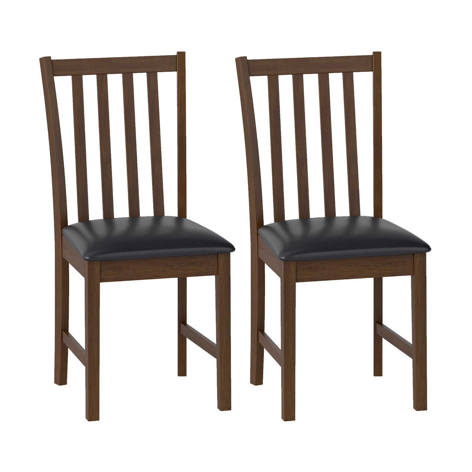 Gymax Wooden Dining Chair Set of 2 w/Rubber Wood Frame & Padded Seat ...