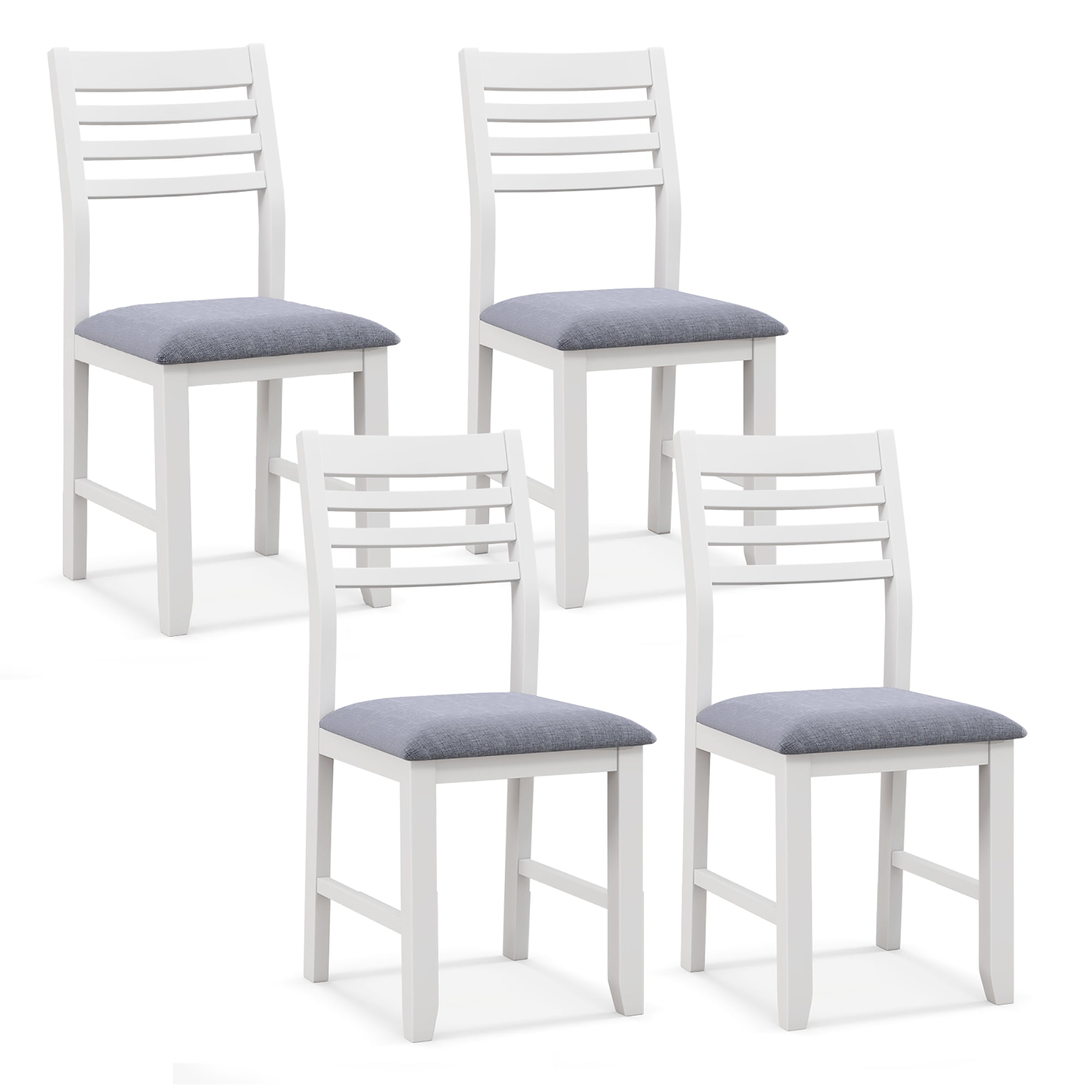 Gymax Wooden Dining Chair Set of 4 Kitchen Side Chairs w/ Rubber Wood ...