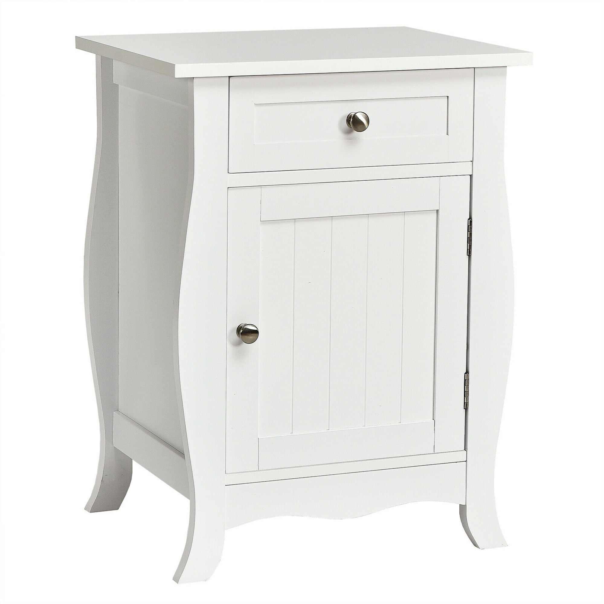 Gymax Wooden End Table with Drawer, White - Walmart.com