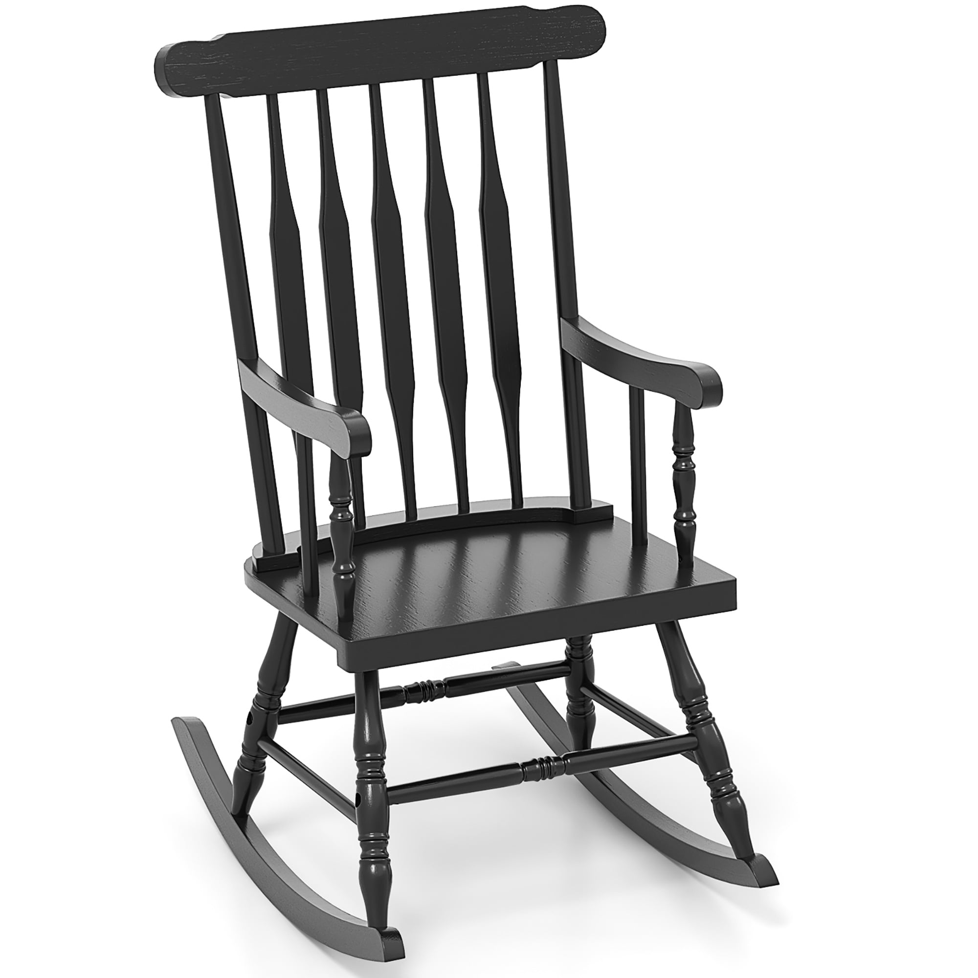Gymax Outdoor Porch Wooden Rocking Chair - Black Single Rocker for ... Gymax Outdoor Porch Wooden Rocking Chair - Black Single Rocker for ...
