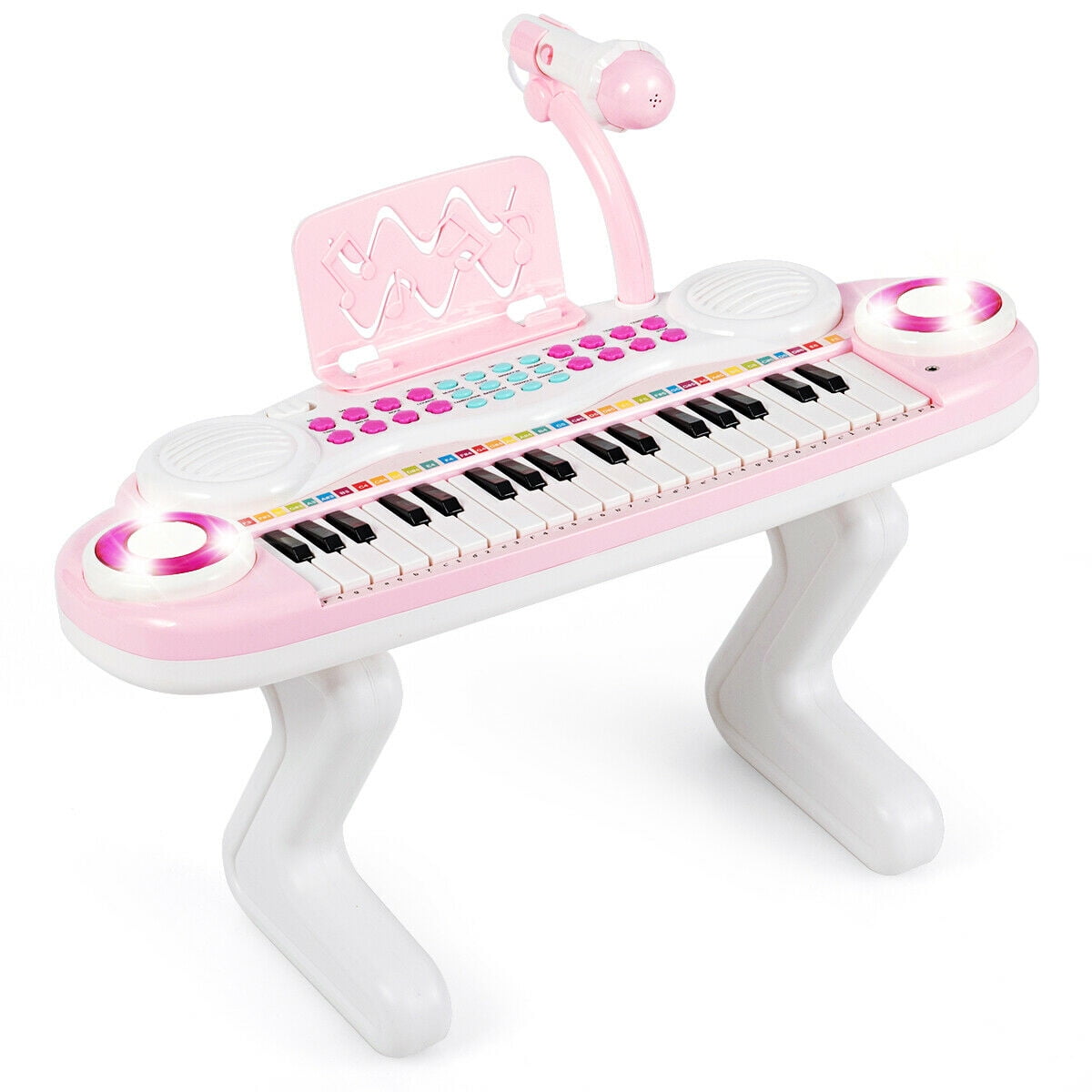 Gymax Z-Shaped Kids Toy Keyboard 37-Key Electronic Piano Pink - Walmart.com
