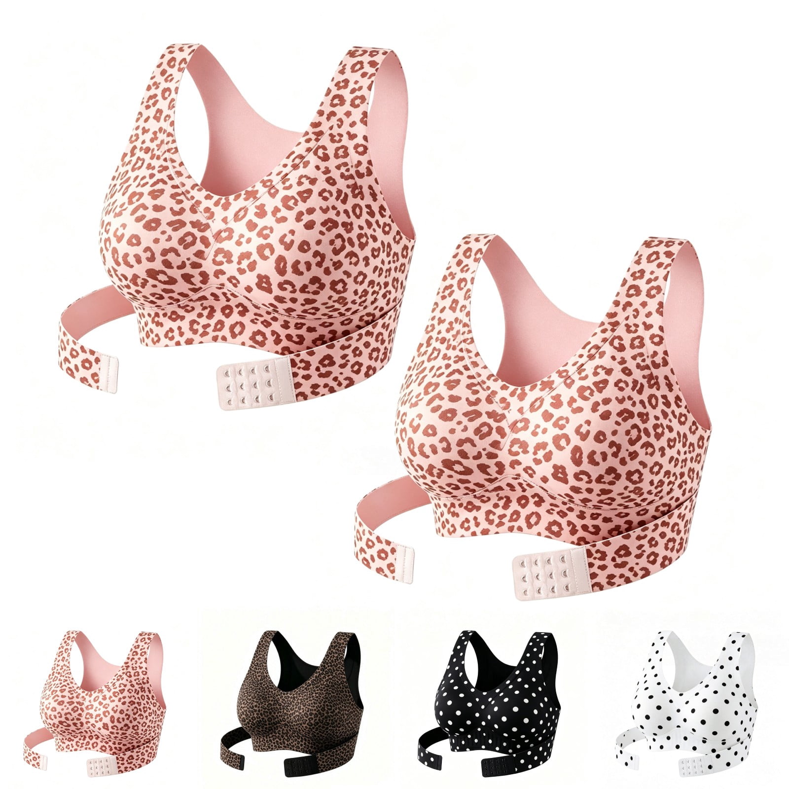 Gymayou Women 2 Pack Posture Corrector Bra Front Closure Cross Back ...