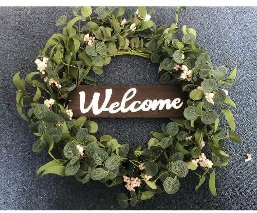 Gymchoice Eucalyptus Wreath with Welcome Sign,Artificial Spring Summer ...