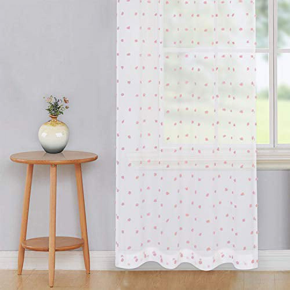 Gymchoice Sheer Curtains with Pompom Design,Jacquard Sheer Window ...
