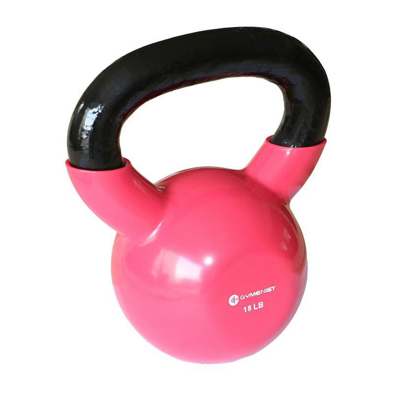 Gymenist 18lb Vinyl Coated Kettlebell - Solid Iron for Strength ...