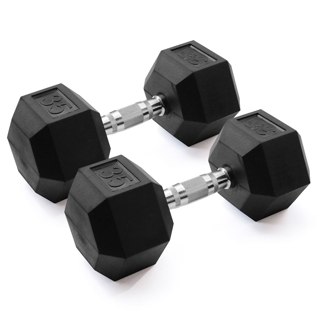 Gymenist, 35 lb Rubber Hex Dumbbell, Pair - Walmart.com