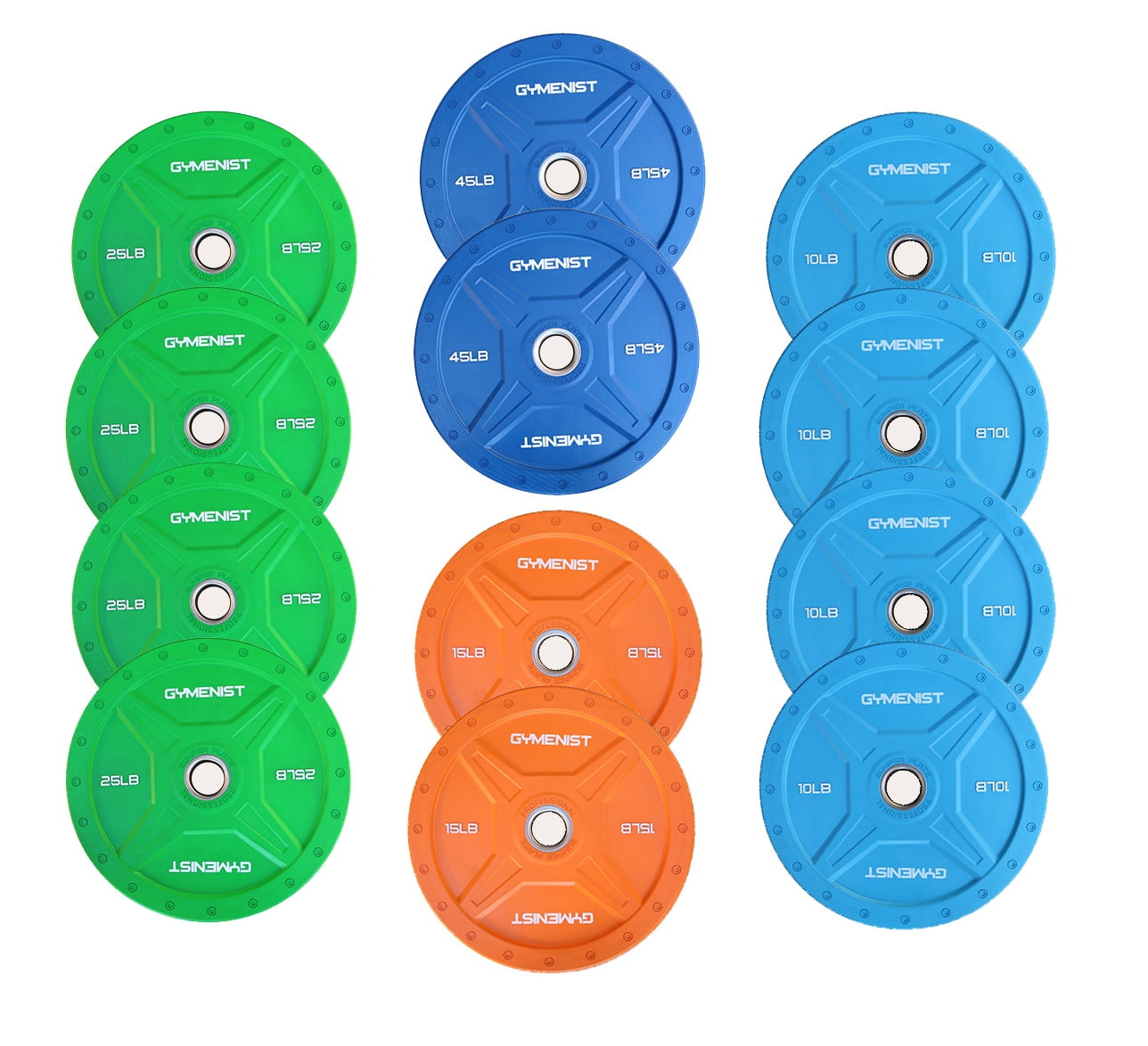 Gymenist, Colored Bumper Plates 2 inch DIA, 370 lb Set - Walmart.com