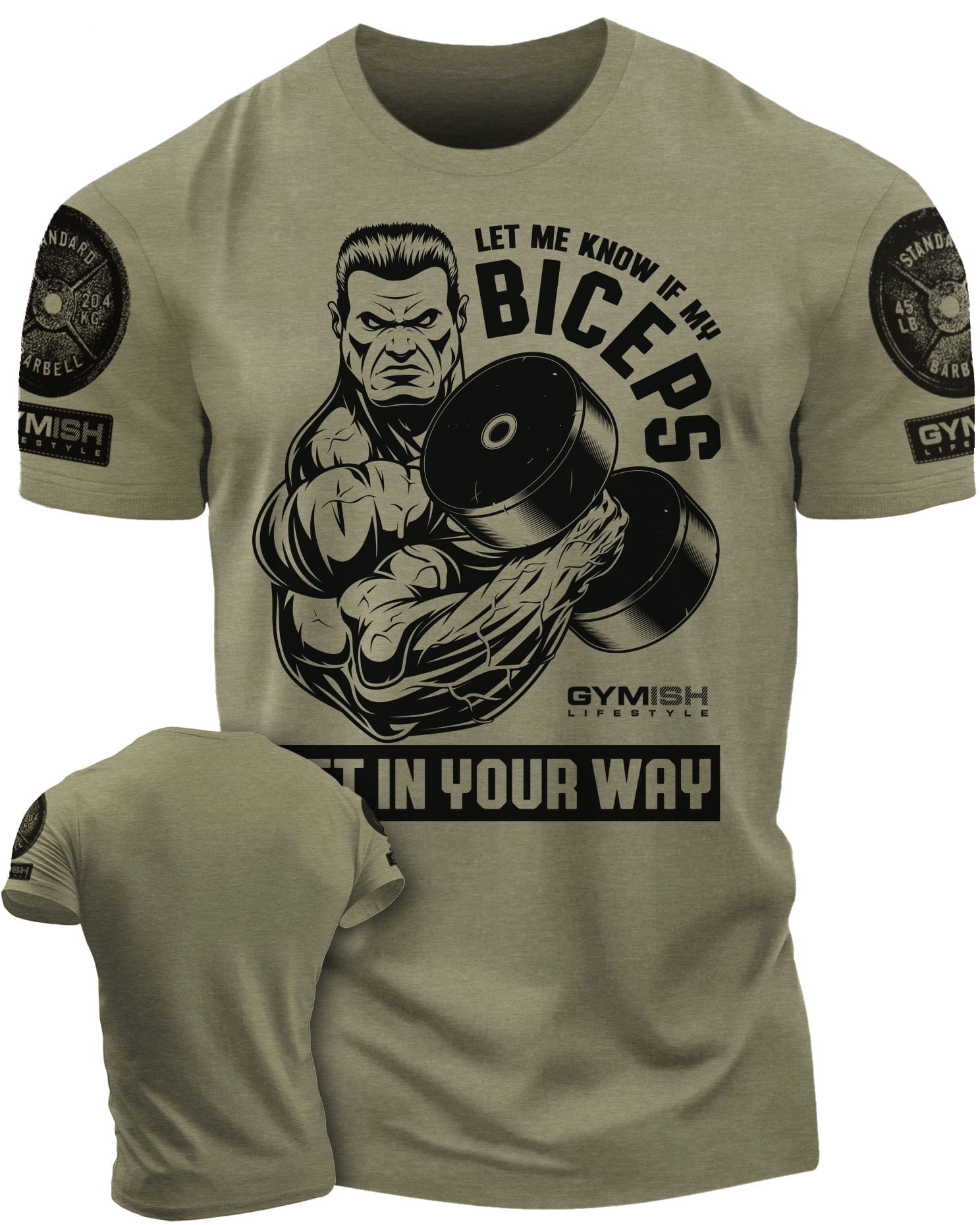 Gymish Biceps In Your Way Workout T-Shirt - Funny Gym Shirt, Men's ...