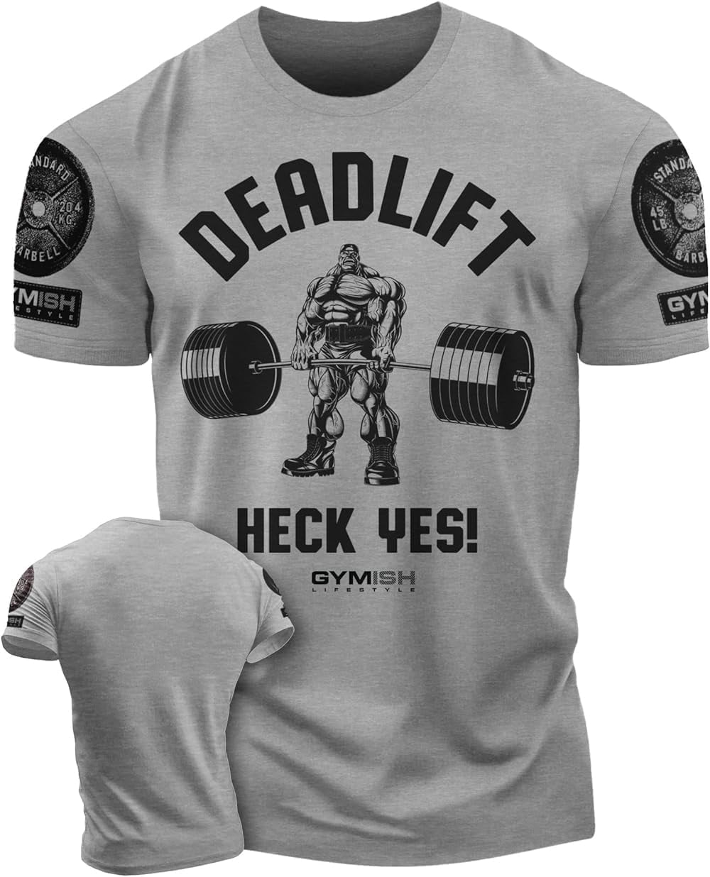 Gymish Deadlift Heck Yes Workout Shirt for Men – Funny Gym T-Shirt, Men’s Lifting Tee, Athletic ...