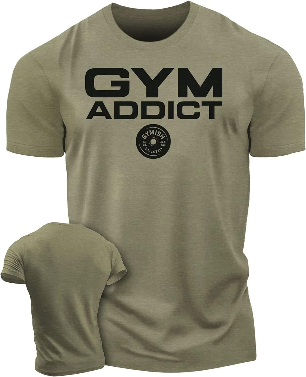 Gymish GYM-ADDICT Workout T-Shirt - Funny Gym Shirt, Men's Lifting Tee ...