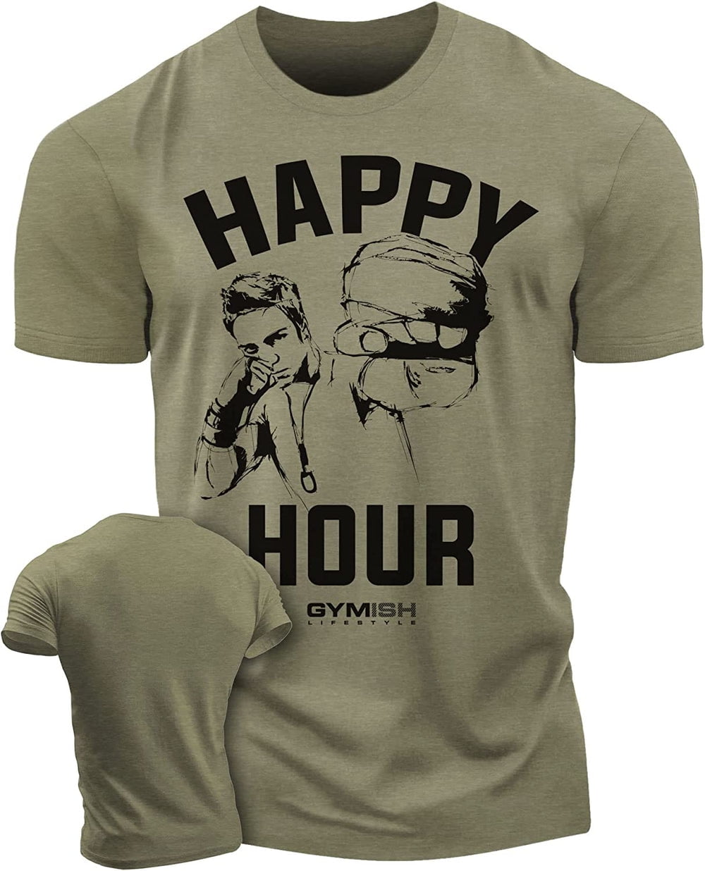Gymish Happy Hour Kickboxer Workout T-Shirt - Funny Gym Shirt, Men's Lifting Tee, Workout T ...