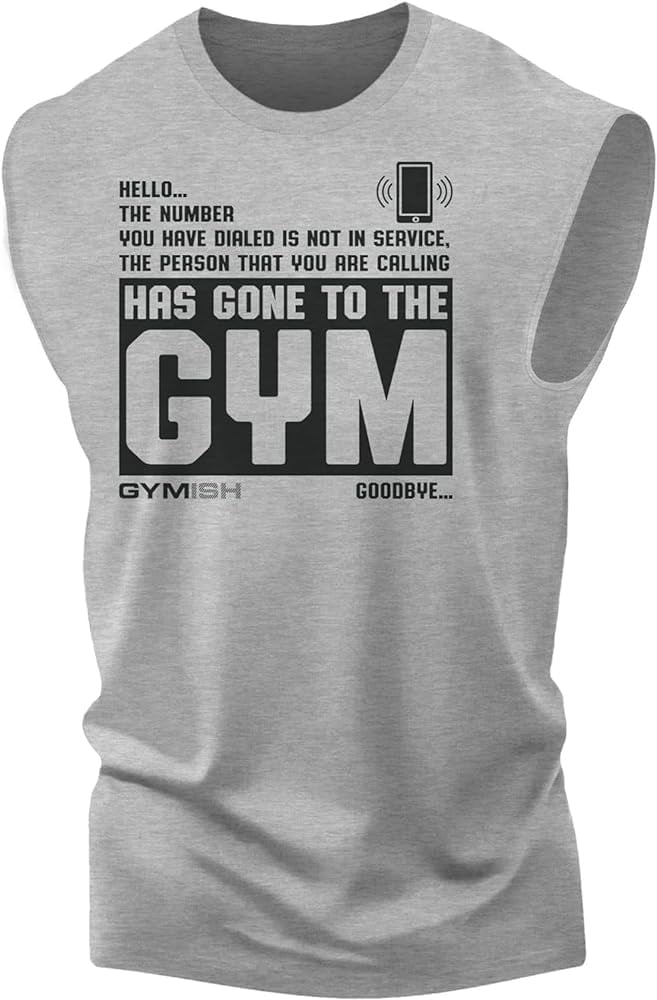 Gymish Hello... Hello... Goodbye Workout Tank Top for Men – Funny Gym Shirt, Men's Gym T-Shirt ...