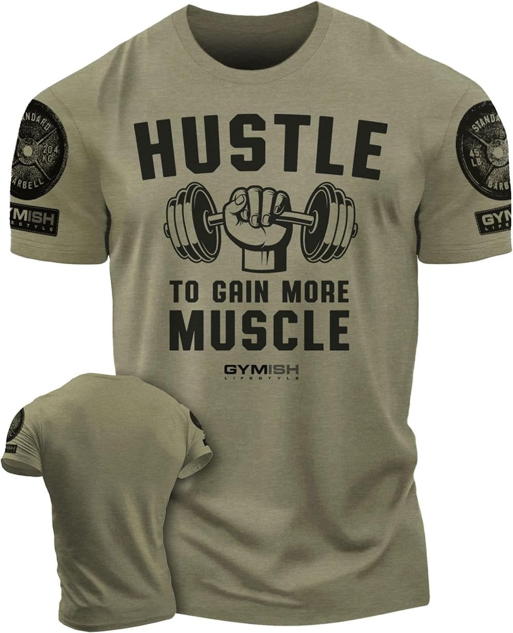 Gymish Hustle to Gain More Muscle T-Shirt – Motivational Weightlifting Shirt for Men, Funny ...
