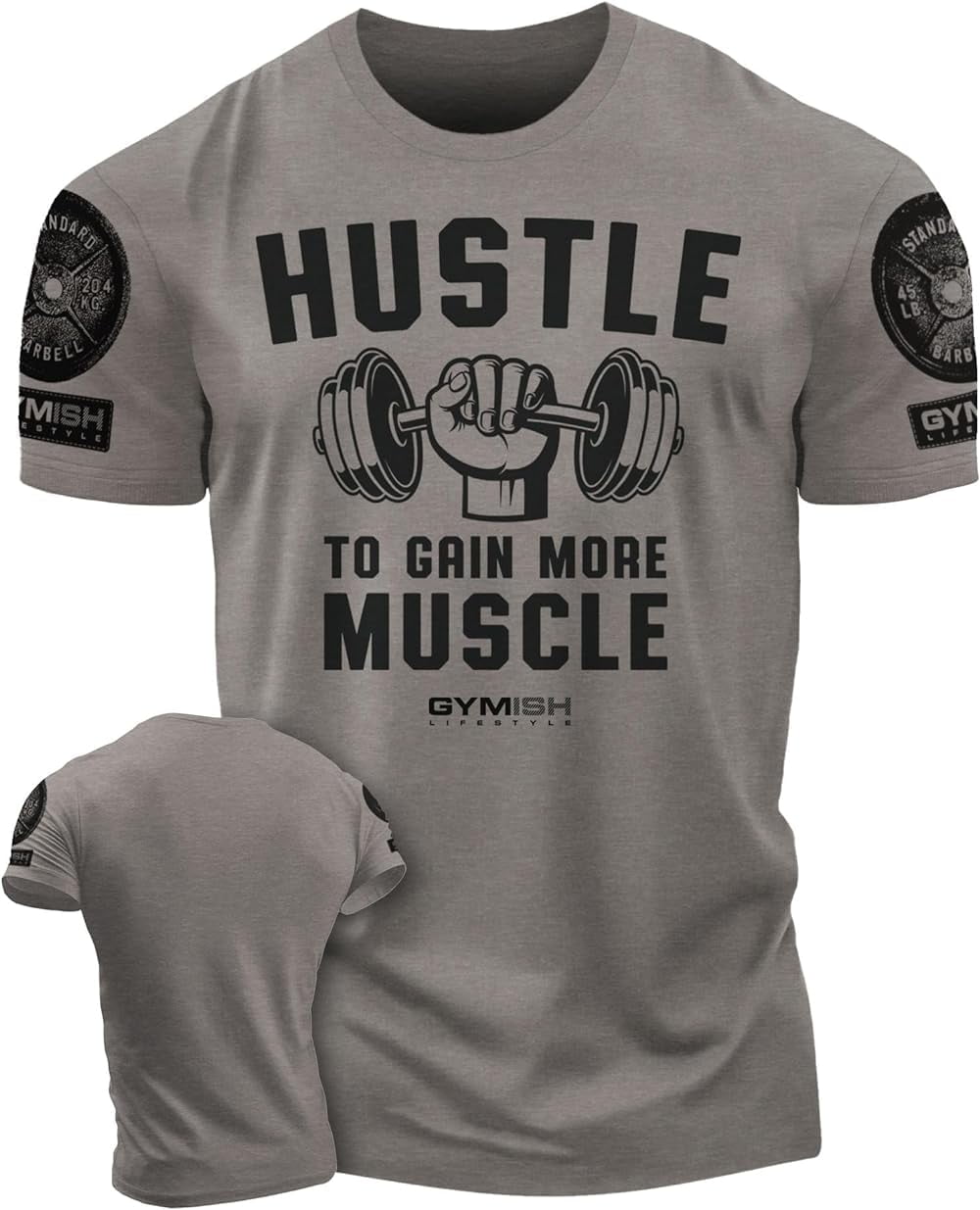 Gymish Hustle to Gain More Muscle T-Shirt – Motivational Weightlifting Shirt for Men, Funny ...