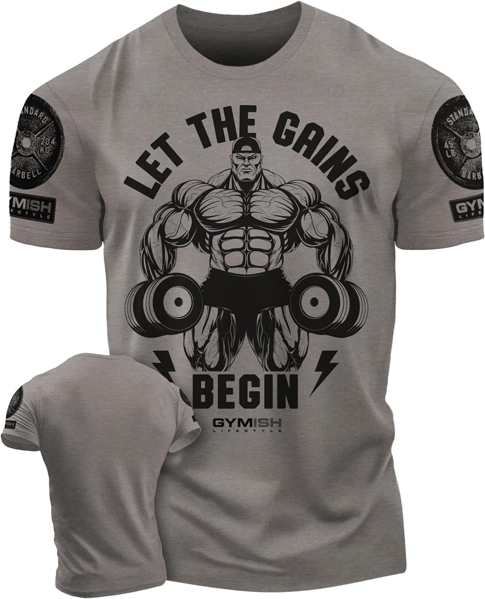 Gymish Let The Gains Begin Workout T-Shirt, Funny Gym Shirts, Lifting T-Shirt, Deadlift ...