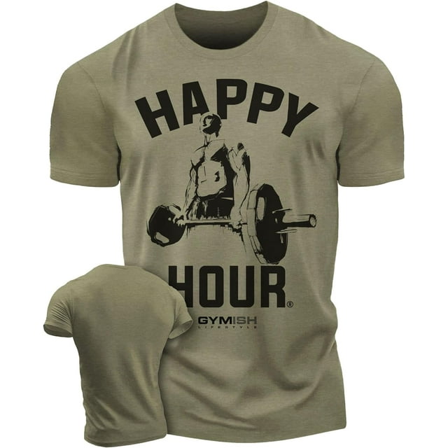 Gymish Lifestyle Happy Hour Deadlift Work Out T-Shirt, Weightlifting ...