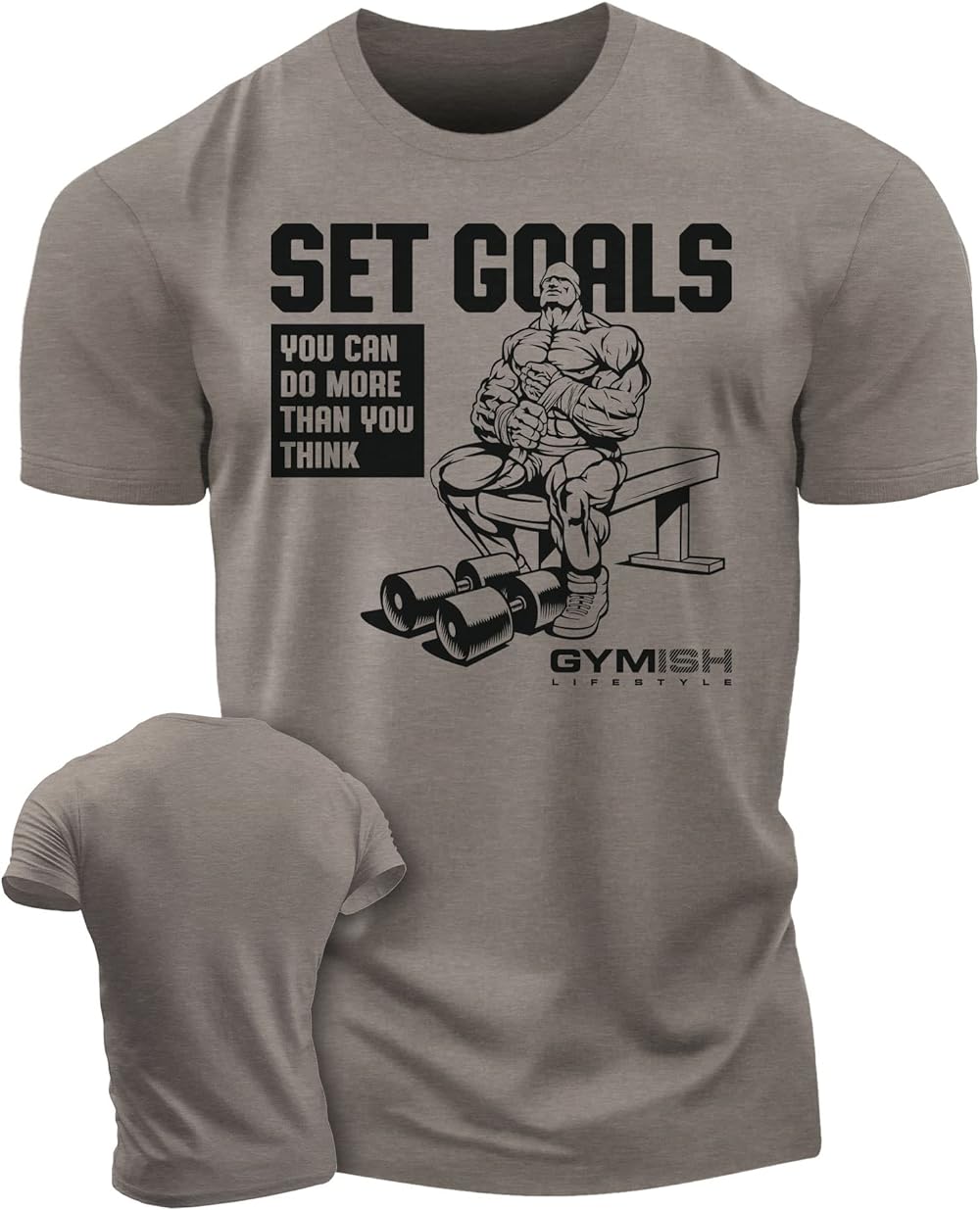 Gymish Set Goals Gym Exercise Motivational Workout Lifting T-Shirt for ...