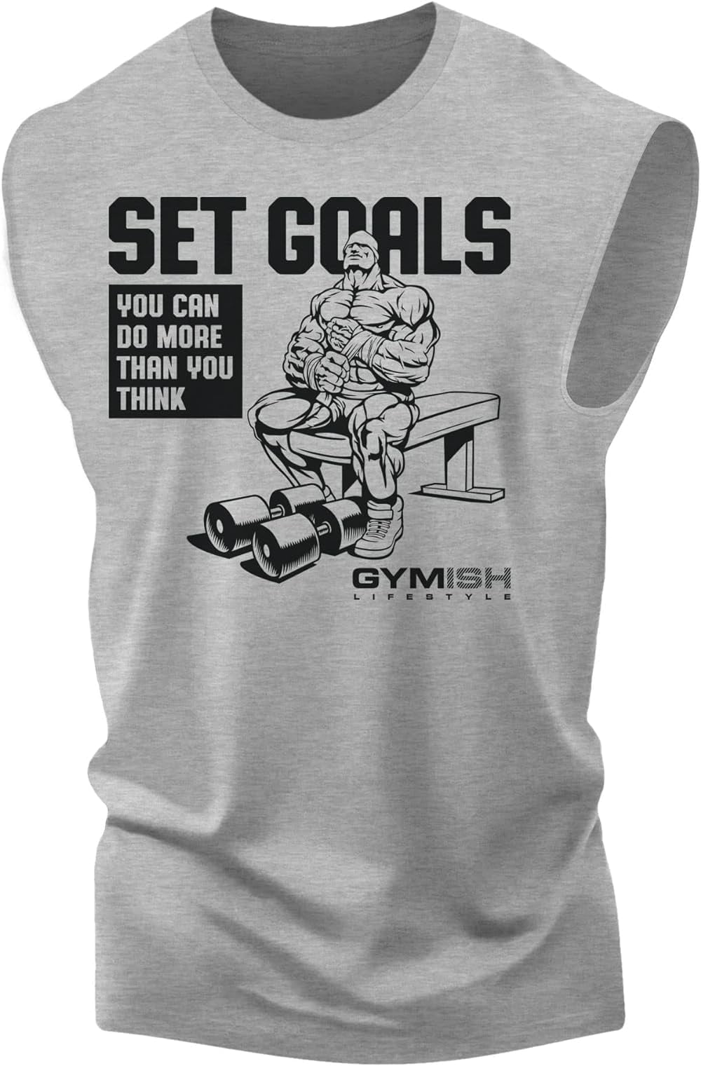 Gymish Set Goals Workout Muscle Tank Top – Motivational Gym Shirt for ...