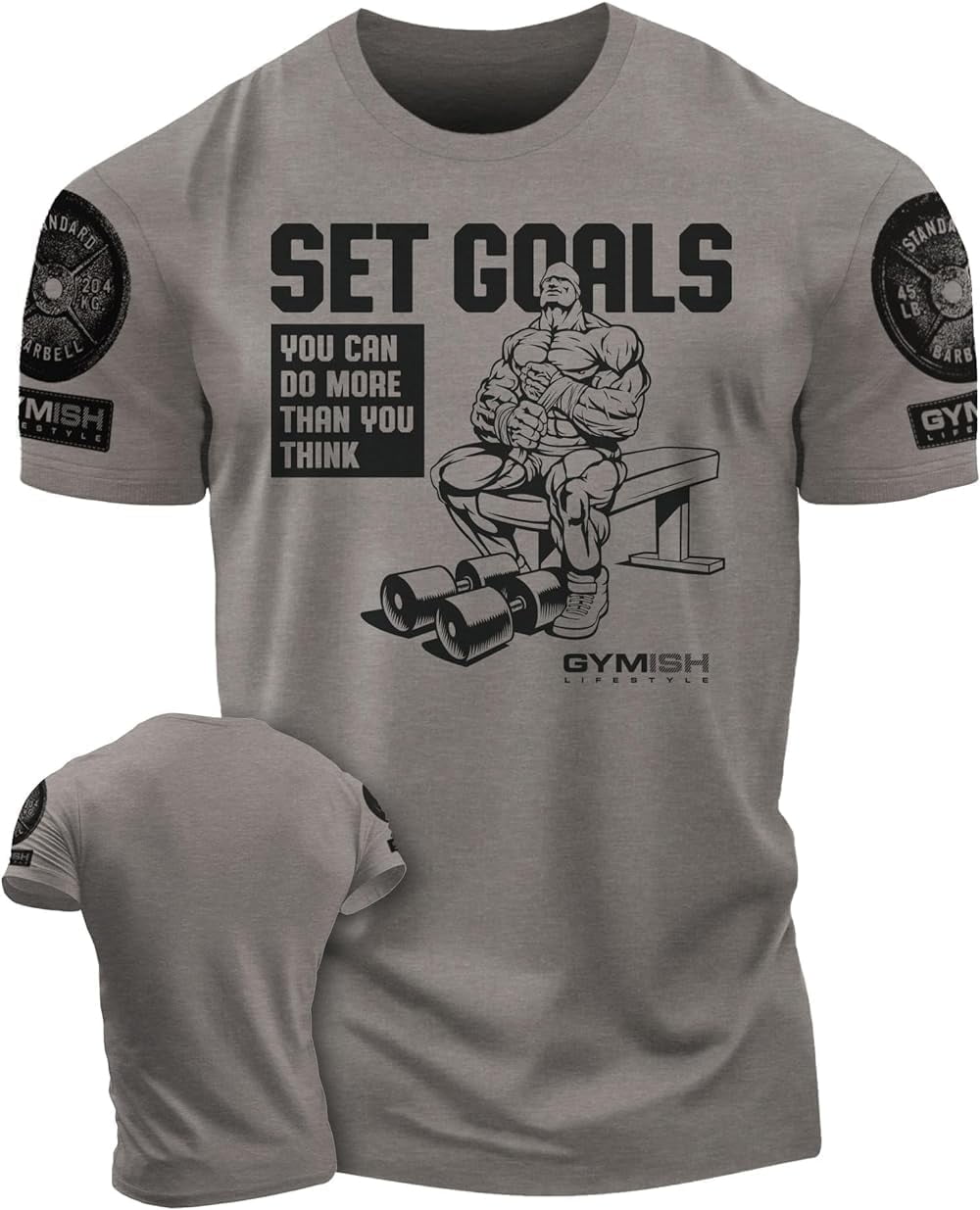 Gymish Set Goals Workout T-Shirt – Motivational Gym Shirt for Men ...