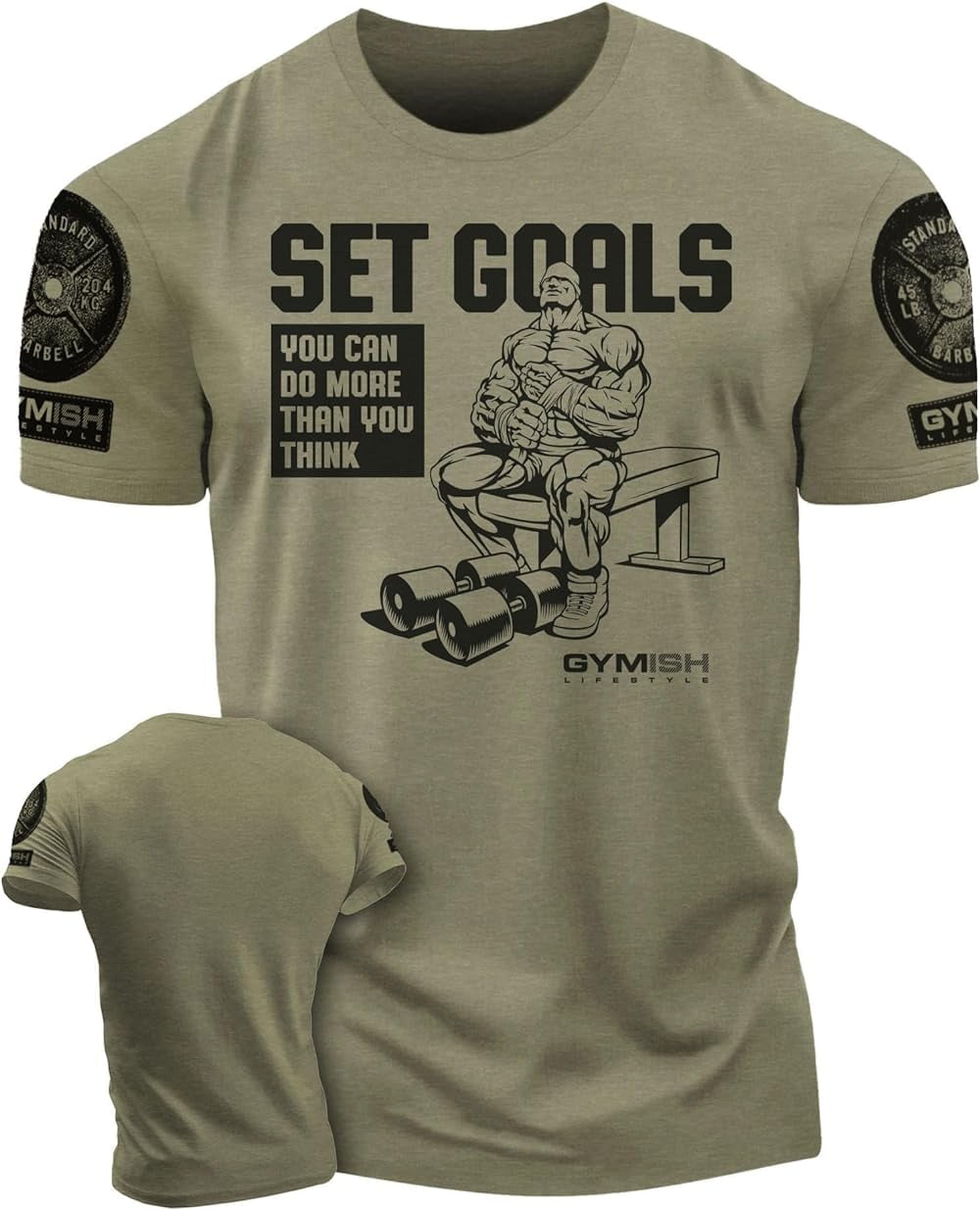 Gymish Set Goals Workout T-Shirt – Motivational Gym Shirt for Men, Exercise & Lifting Tee, Men’s ...