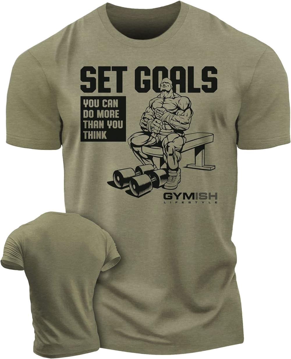 Gymish Set Goals Workout T-Shirt – Motivational Gym Shirt for Men ...