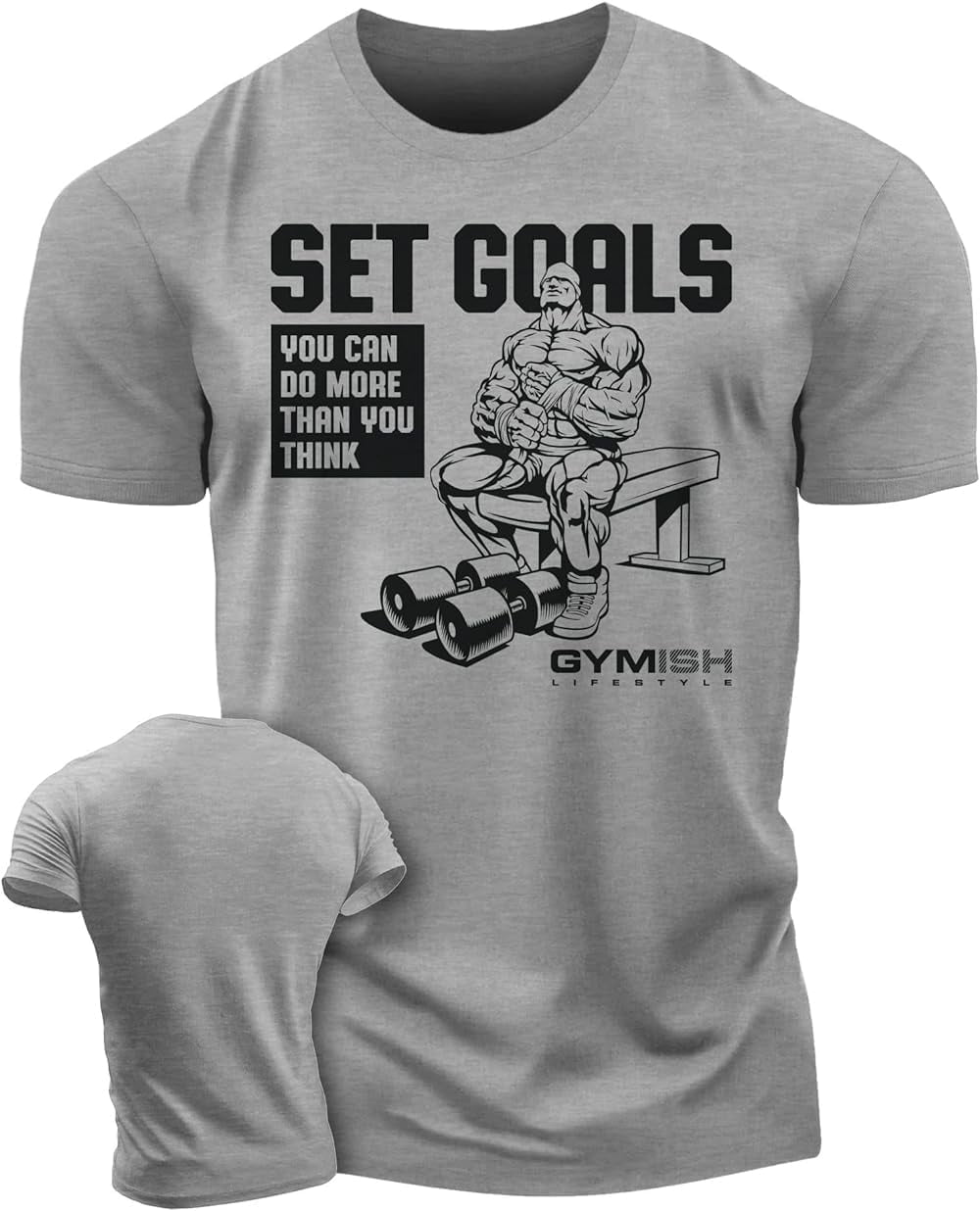 Gymish Set Goals Workout T-Shirt – Motivational Gym Shirt for Men, Exercise & Lifting Tee, Men’s ...