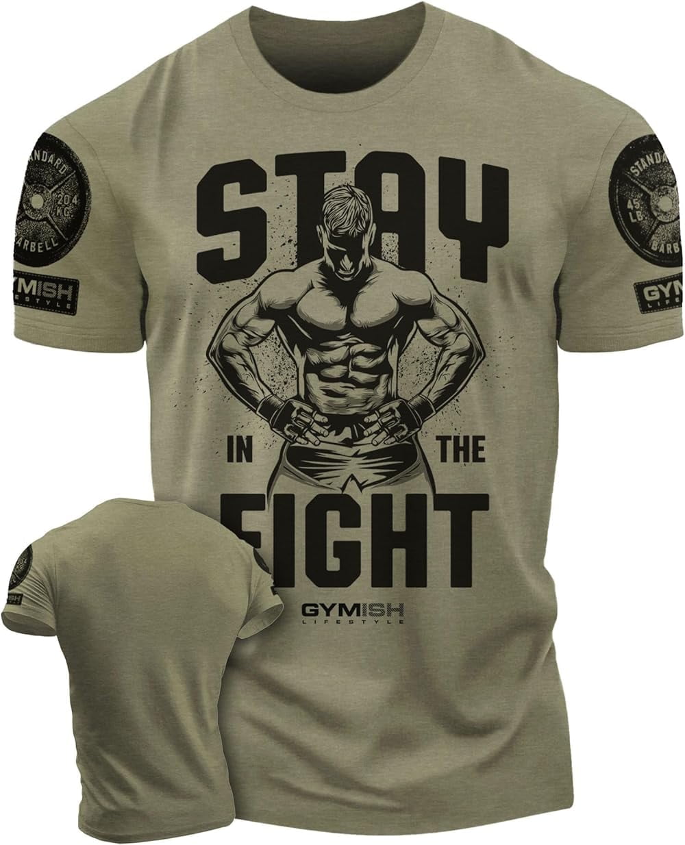 Gymish Stay In Fight Workout T-Shirt - Funny Gym Shirt, Men's Lifting Tee, Workout T-Shirt for ...