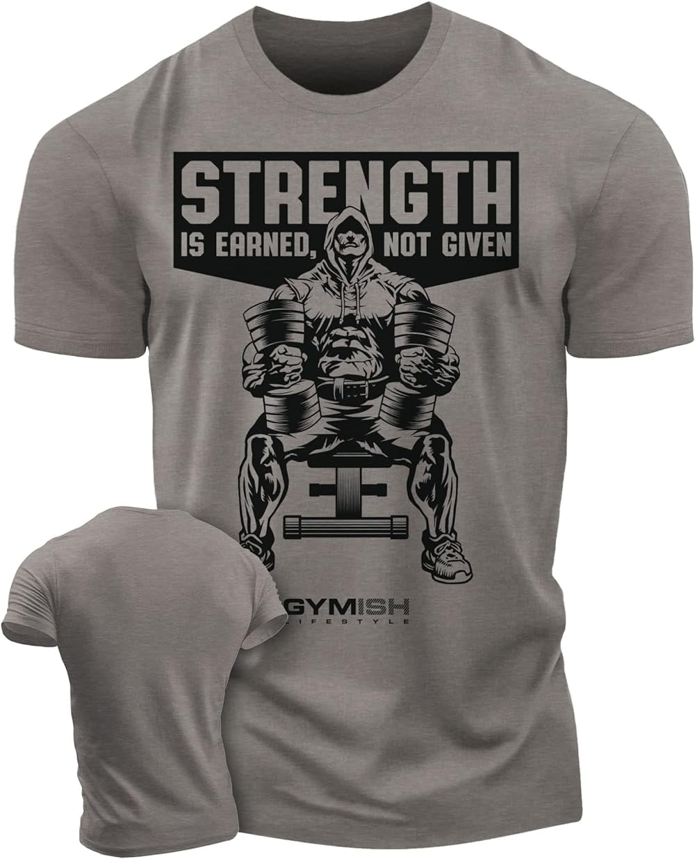 Gymish Strength Is Earned Not Given Workout T-Shirt – Motivational Lifting Gym Shirt for Men ...