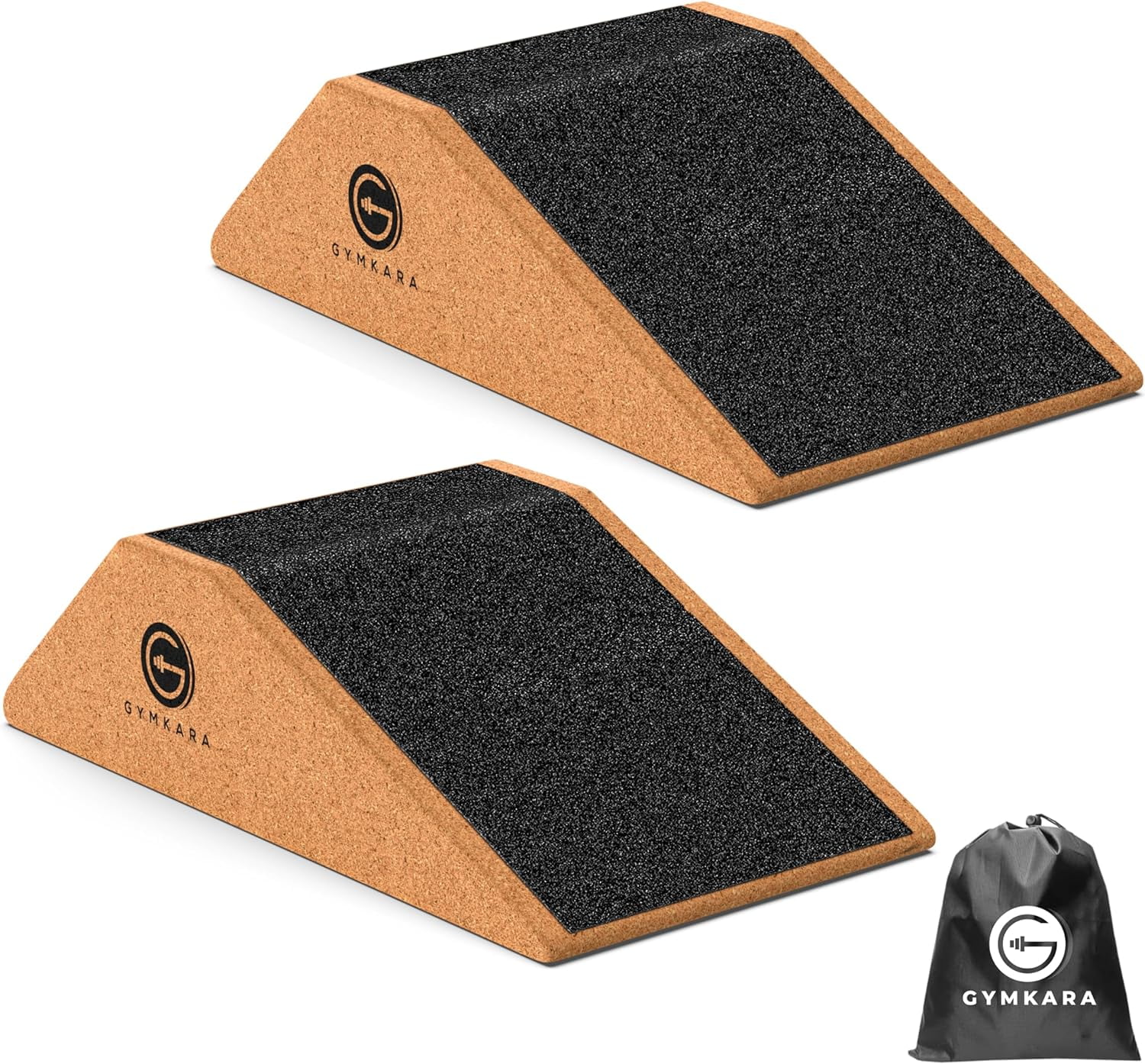 Gymkara Squat Wedge Block Cork 2 Pack - Non Slip Heel Elevated Squat ...